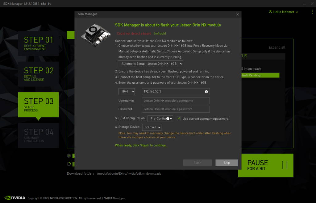 JetPack-5.x Installation for DSBOARD-ORNX-LAN